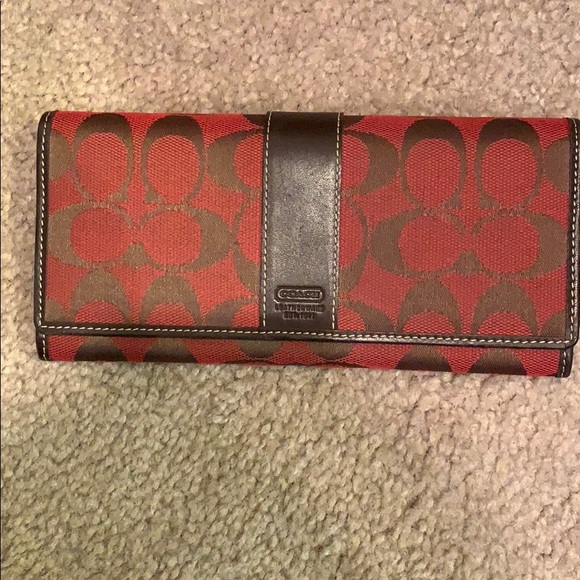 Coach | Bags | Brown Red Coach Wallet | Poshmark